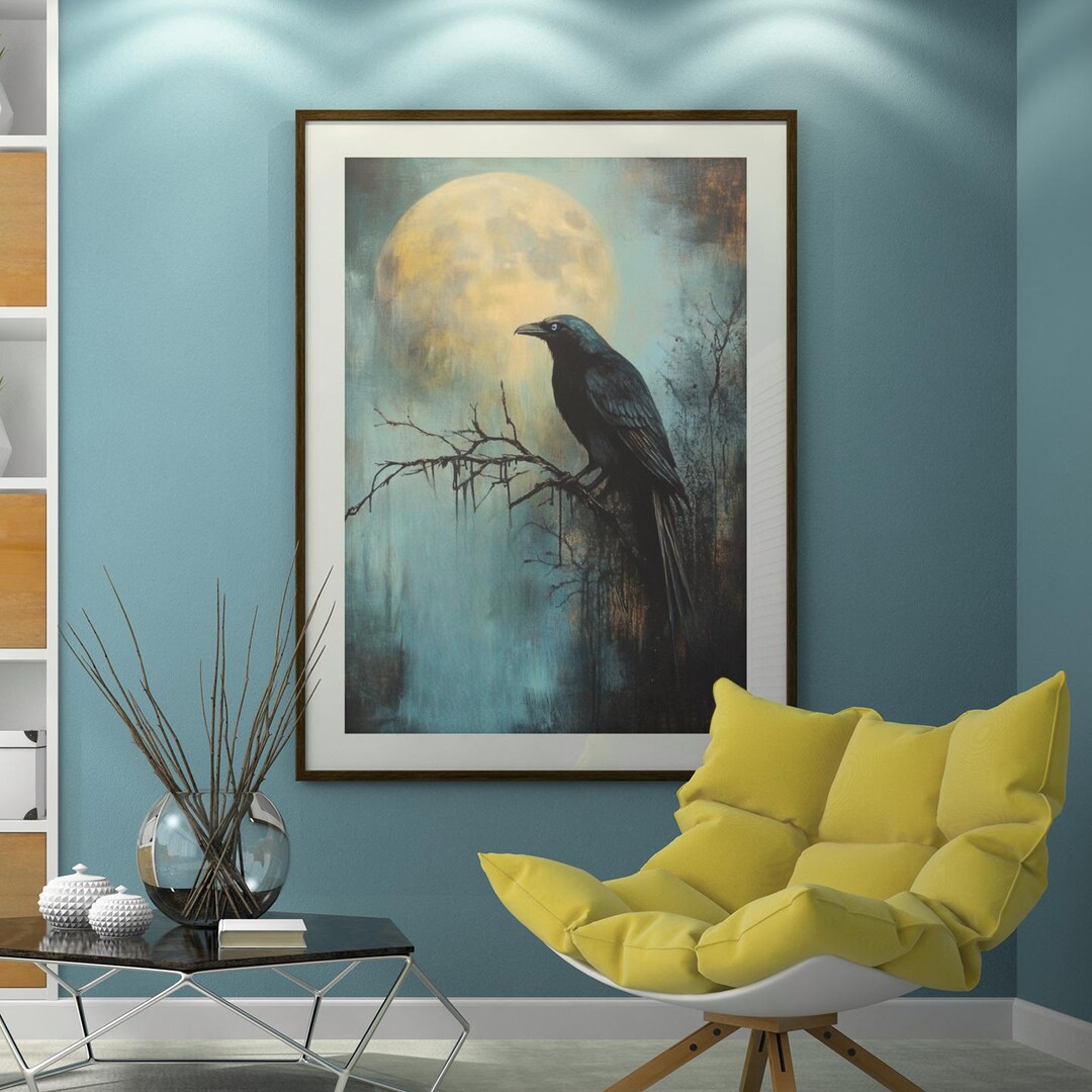 Raven Couple, Dark Forest Wall Art Print, Ravens, Edgar Allan Poe ...