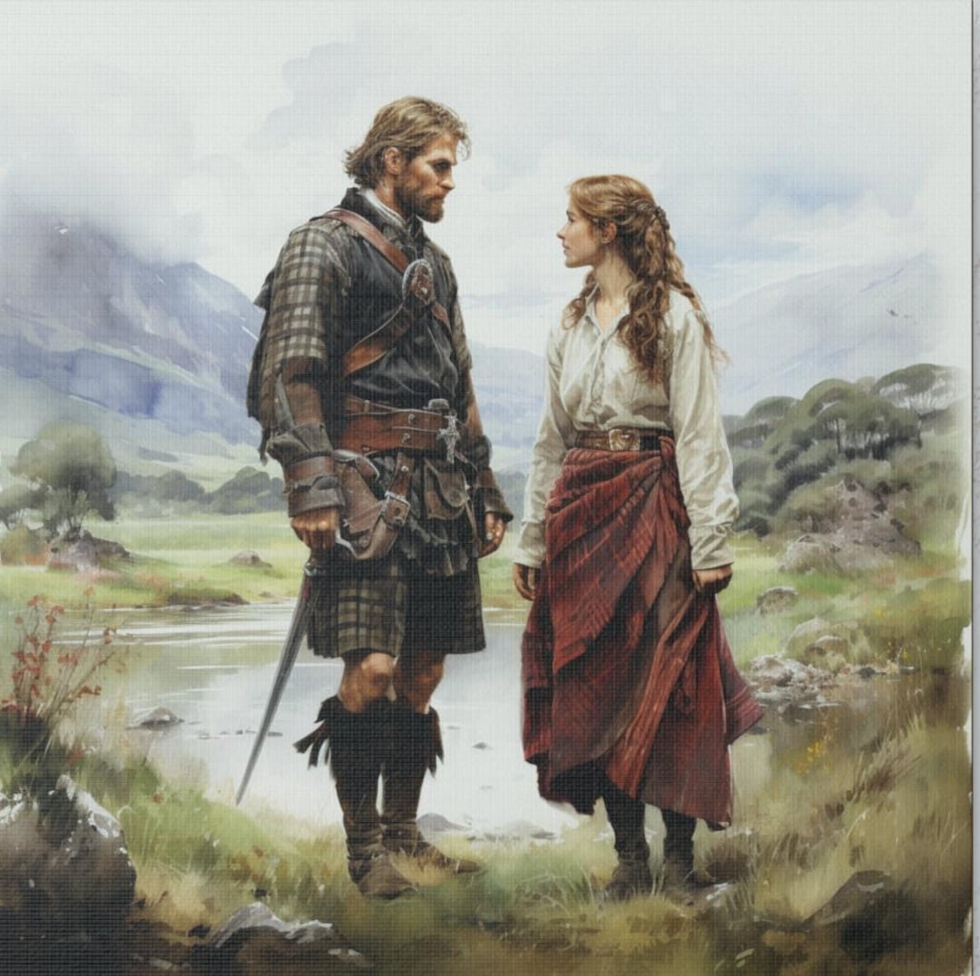 Highlander and Woman, Scottish Highlands, Scottish Gifts, Canvas ...