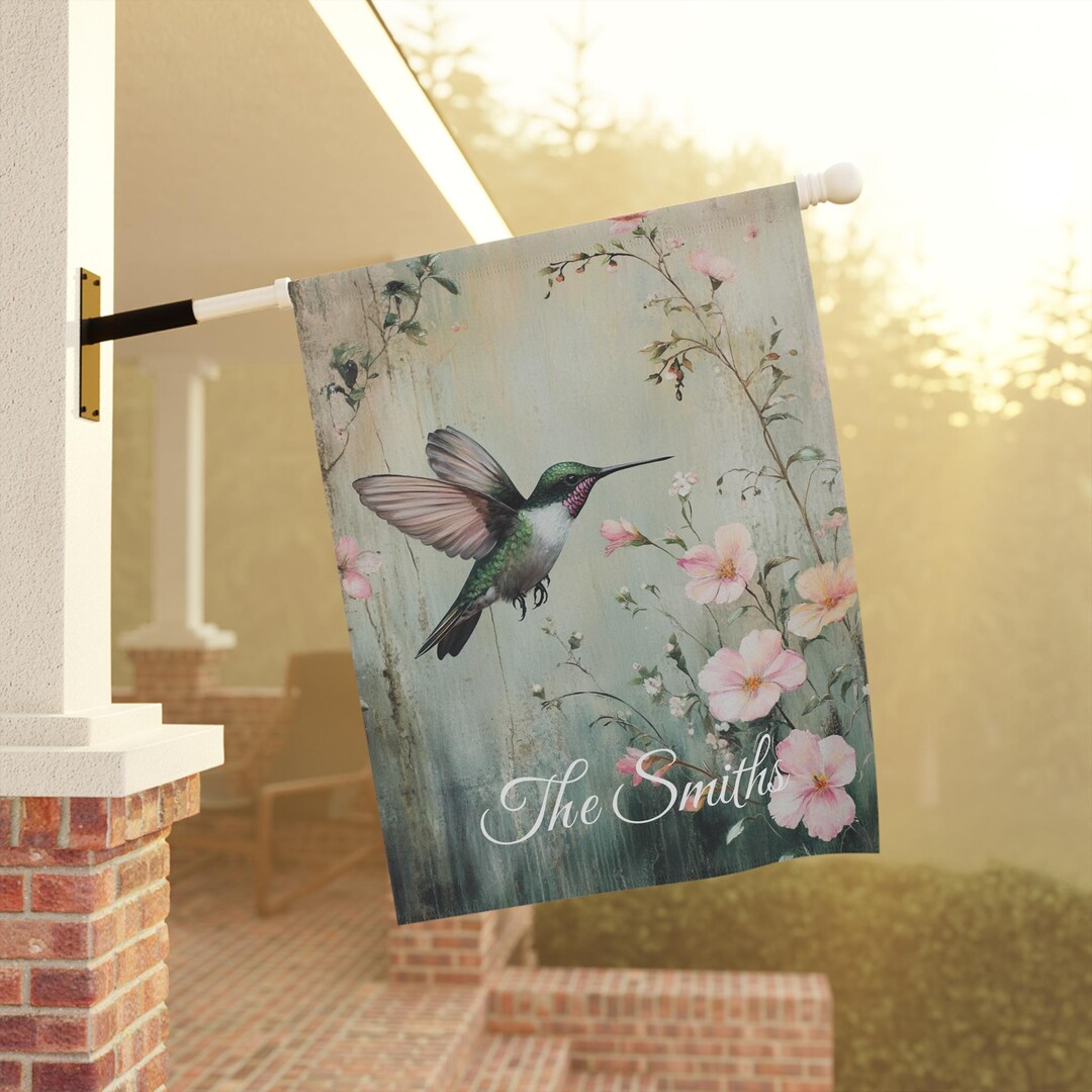 Personalized Hummingbird Garden Flag Flower Garden Decor Bird Deck ...