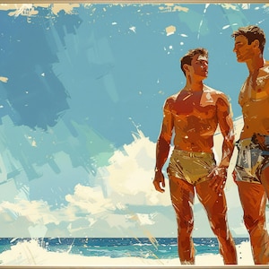 Queer Art Retro Vibe Gay Art Vintage Style Canvas Gallery Wraps Gay