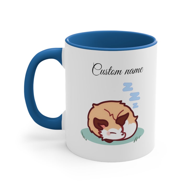 Personalized Cute Chibi Fox Cup, Sleeping Fox, Valentines Day Gift ...