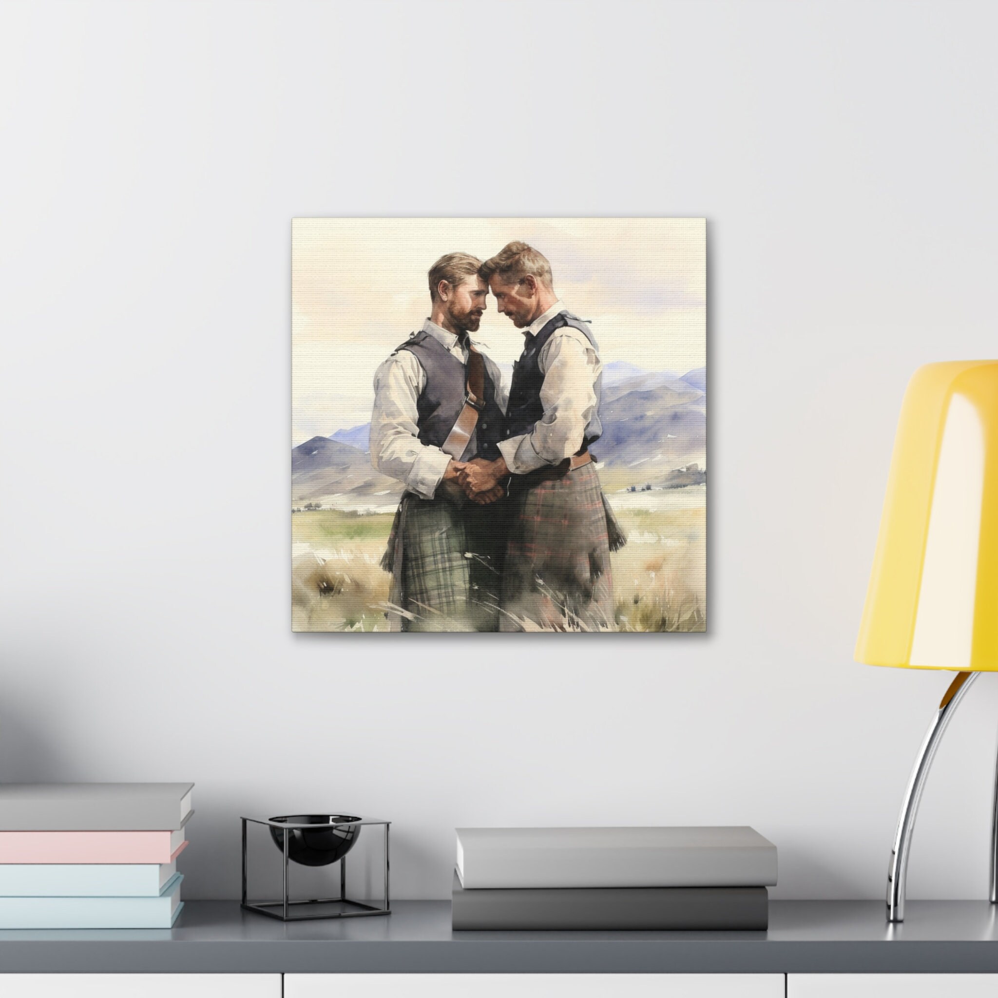 Scottish Men, Queer Art, Queer Art Print, Square Canvas Gallery Wraps ...
