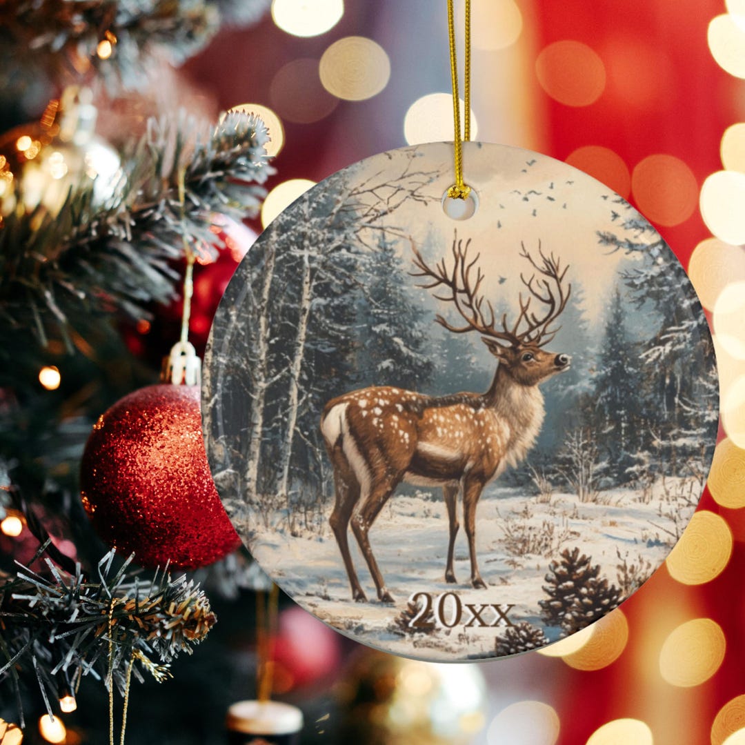 Custom Reindeer Christmas Ornament, Reindeer Ornament, Christmas ...