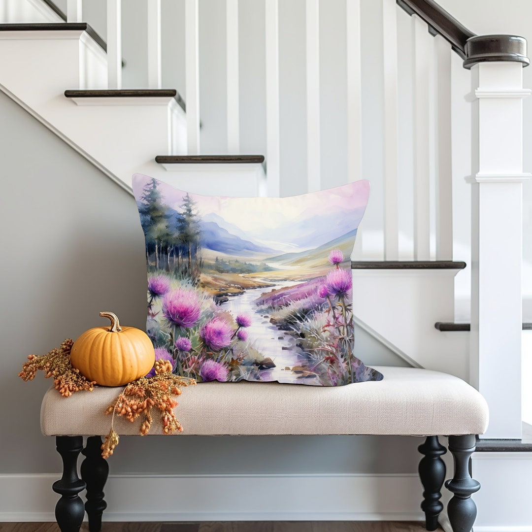 Thistle Pillow, Scottish Decor, Scottish Gifts, Scotland Scene Pillow ...