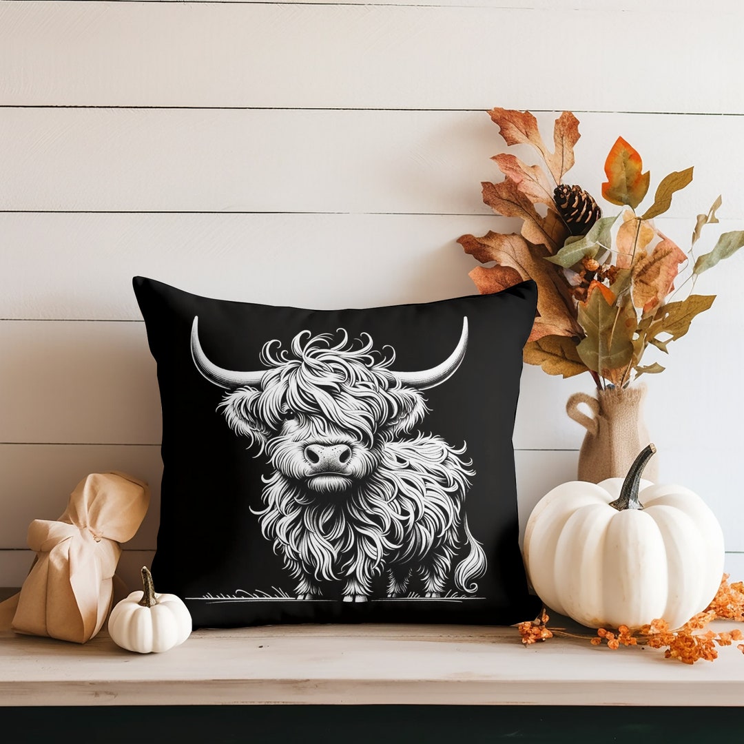 Highland Cow Pillow and Cover, Scottish Highland Cow, Scottish Cow ...