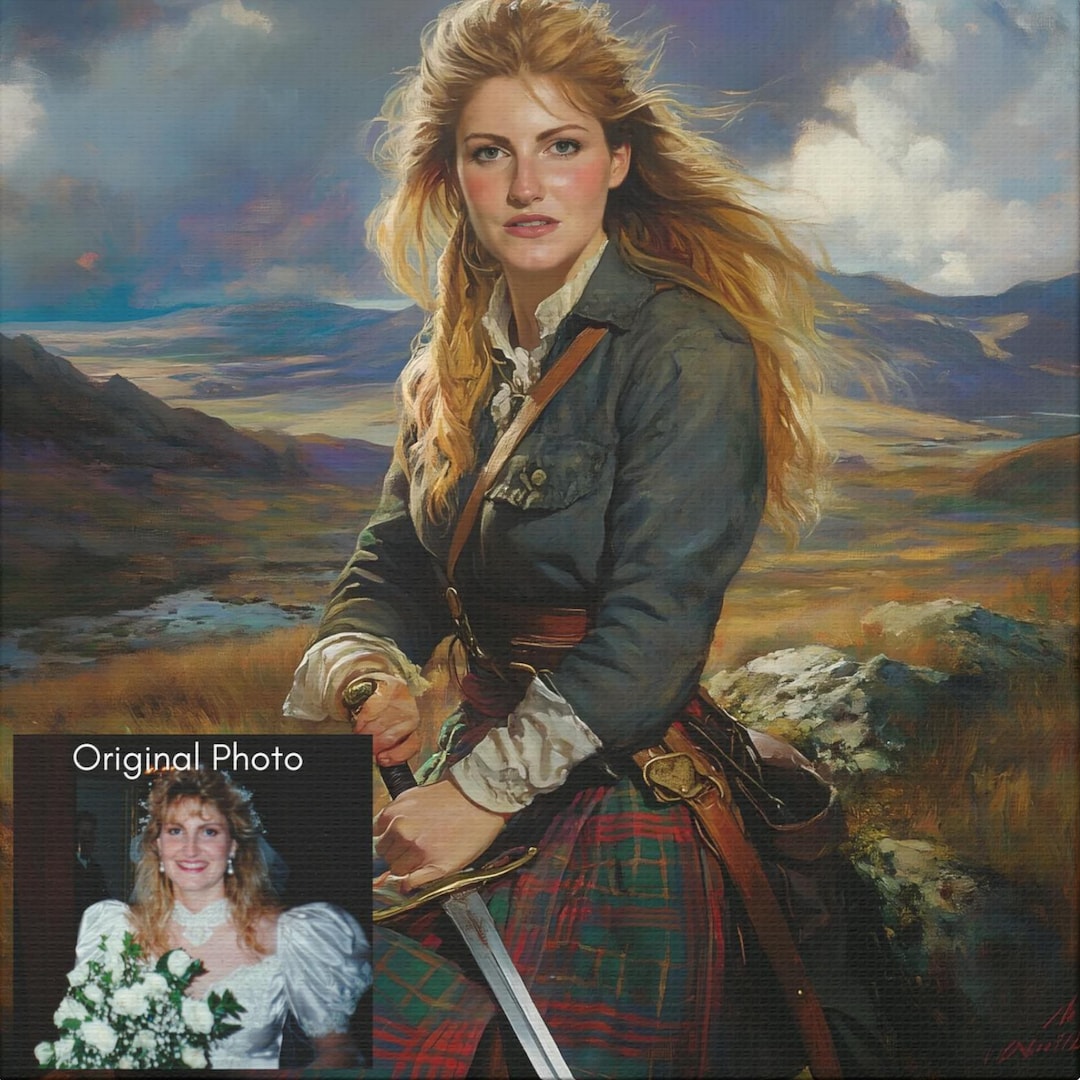 Custom Highlander Woman Photo, Personalized Wall Art, Scottish Gifts ...