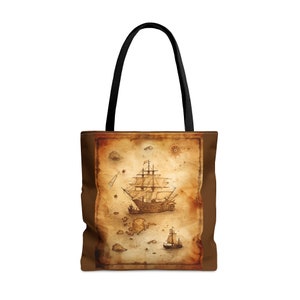 Nautical Totebag, Ships, Pirate Ship, Tote Bag, Totebag Whimsical, Book ...