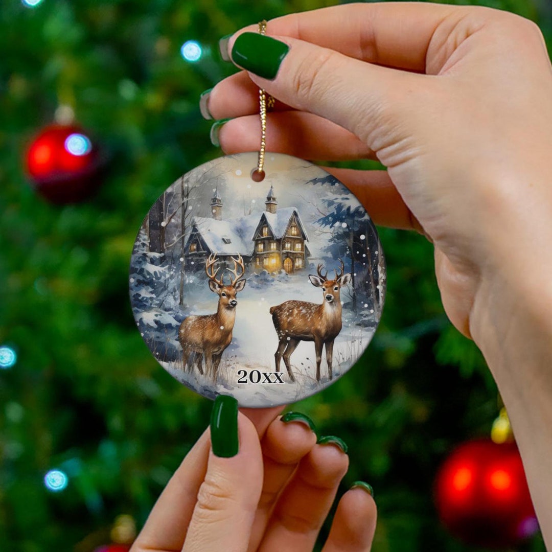Custom Reindeer Christmas Ornament, Reindeer Ornament, Christmas ...
