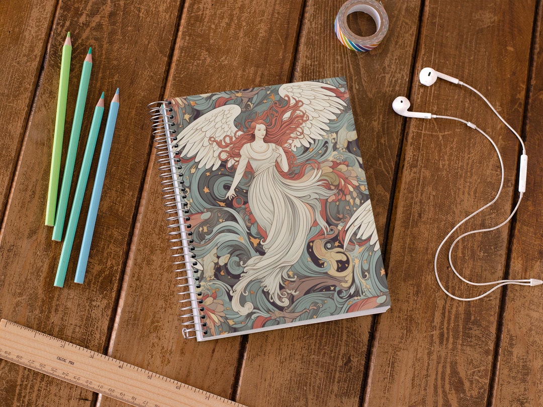 Spiral Notebook Angel Design, Abstract Art Journal Gift Item, Beautiful ...