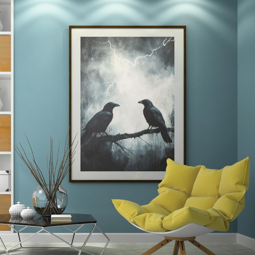 Raven Couple, Dark Forest Wall Art Print, Ravens, Edgar Allan Poe ...