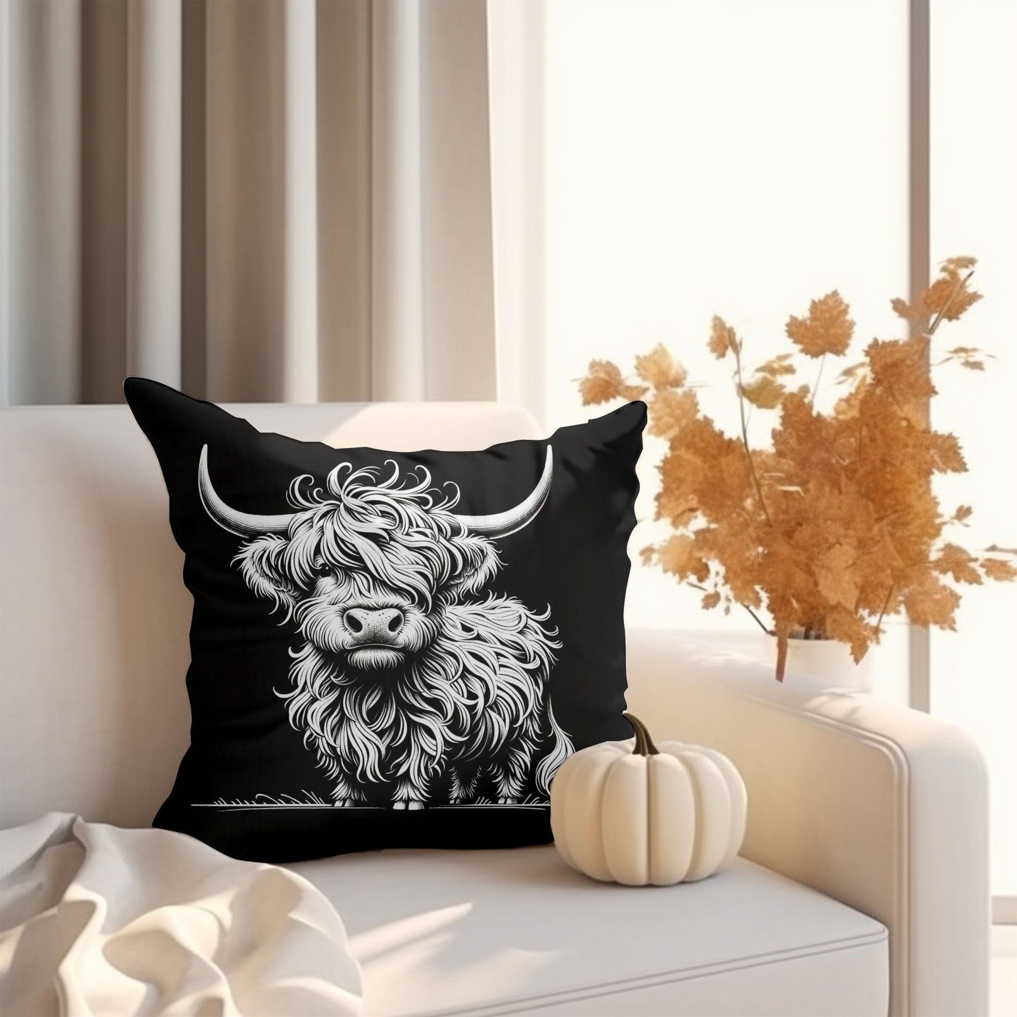 Highland Cow Pillow and Cover, Scottish Highland Cow, Scottish Cow ...