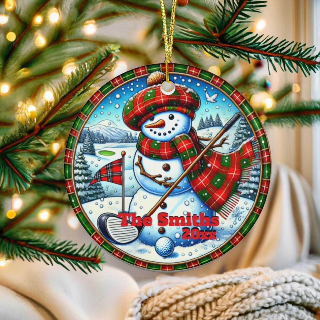 Personalized Snowman Ornament, Golf Playing Snowman, Scottish Christmas ...