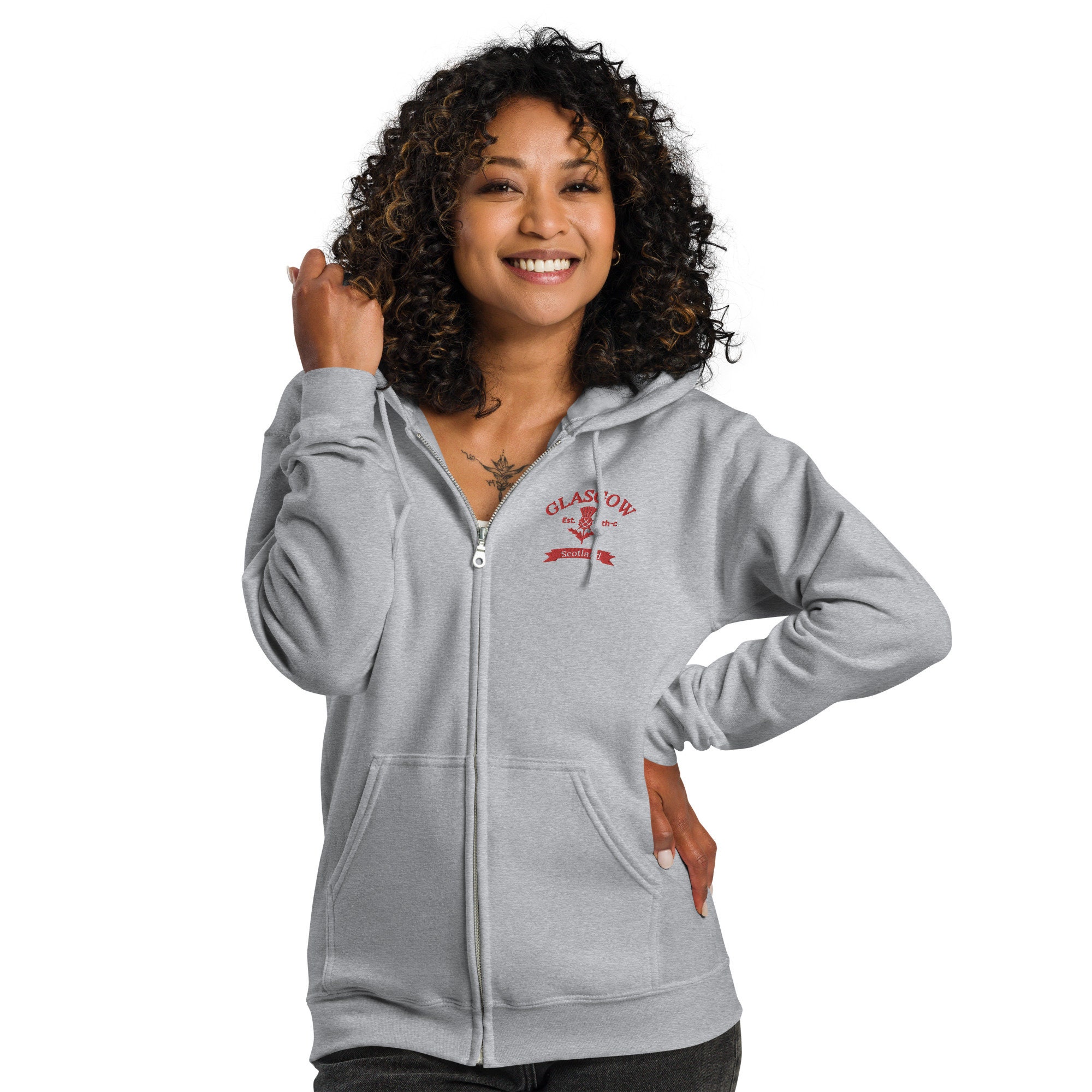 EMBROIDERED Scotland Zipper Hoodie, Glasgow Hoodie, Scottish Gifts ...