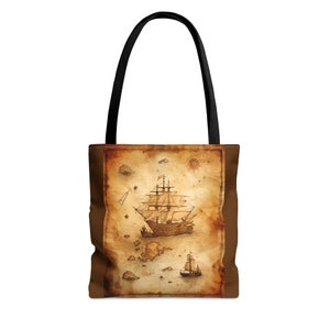 Nautical Totebag, Ships, Pirate Ship, Tote Bag, Totebag Whimsical, Book ...