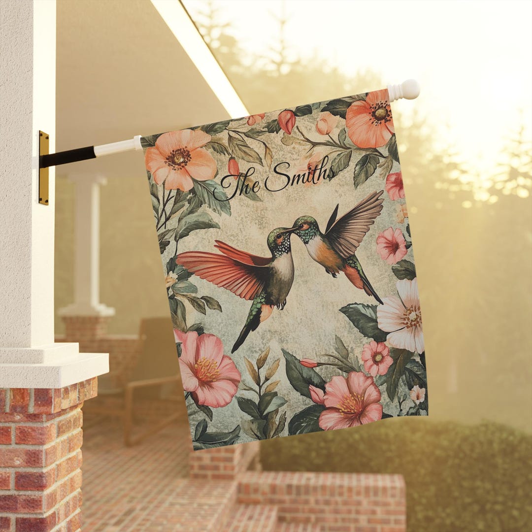Personalized Hummingbird Garden Flag Flower Garden Decor Bird Deck ...