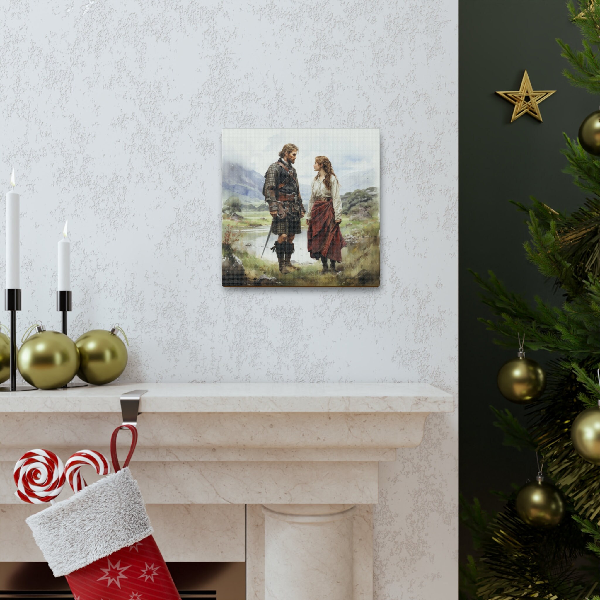 Highlander and Woman, Scottish Highlands, Scottish Gifts, Canvas ...