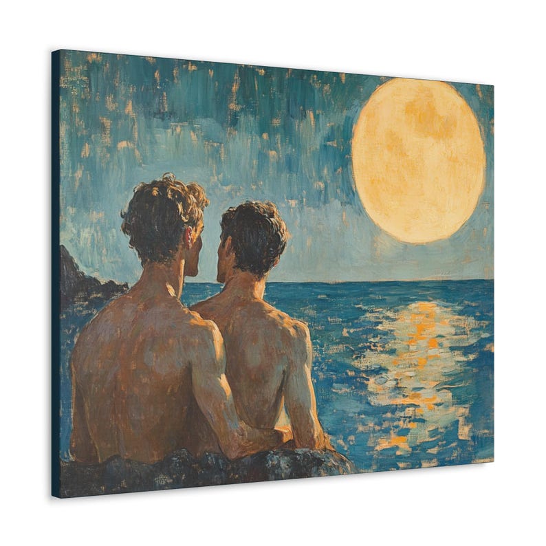 Queer Art Retro Vibe, Gay Art Vintage Style, Canvas Gallery Wraps, Gay ...