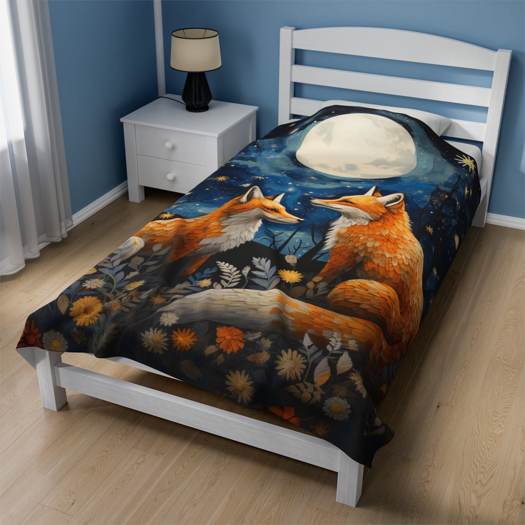 Cozy Fall Cottagecore Fox Blanket Fairycore Gift Vintage Fox - Etsy