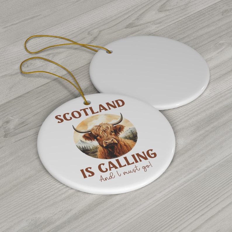 Ceramic Ornament, 4 Shapes Scottish Cow, Scotland Ornament, Celtic Xmas ...