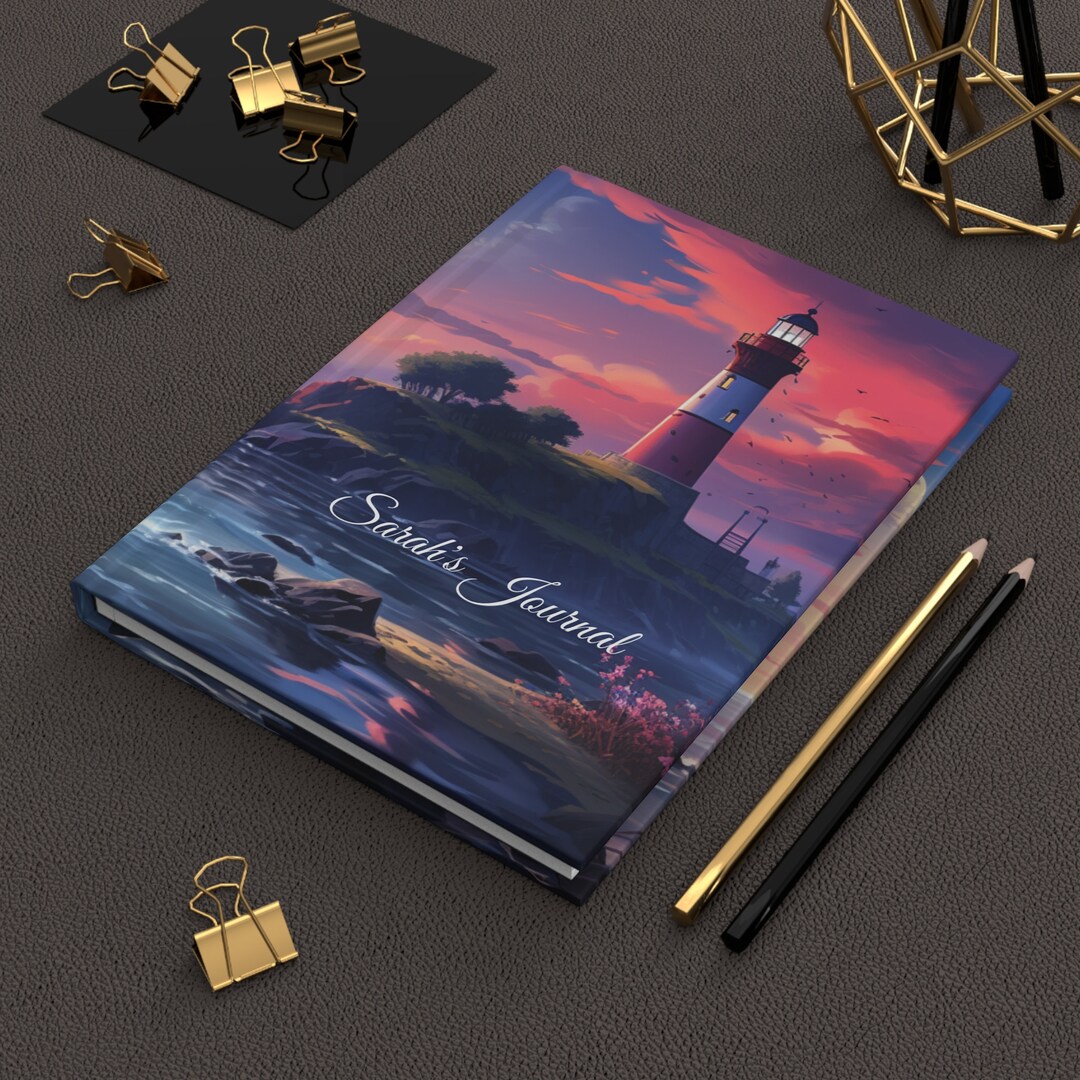 Personalized Journal Diary, Lighthouse Hardcover Journal, Stormy Ocean ...