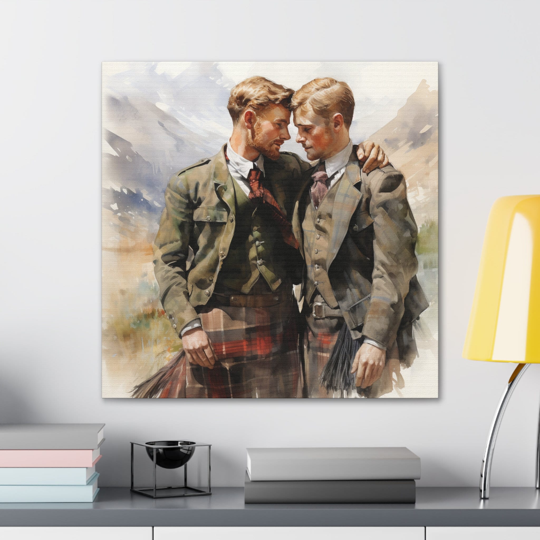 Scottish Men, Queer Art, Queer Art Print, Square Canvas Gallery Wraps ...