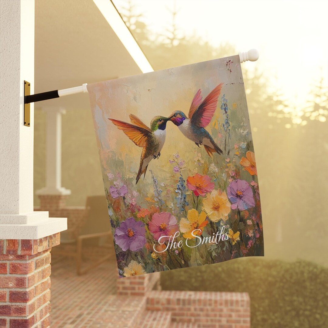 Personalized Hummingbird Garden Flag Flower Garden Decor Bird Deck ...