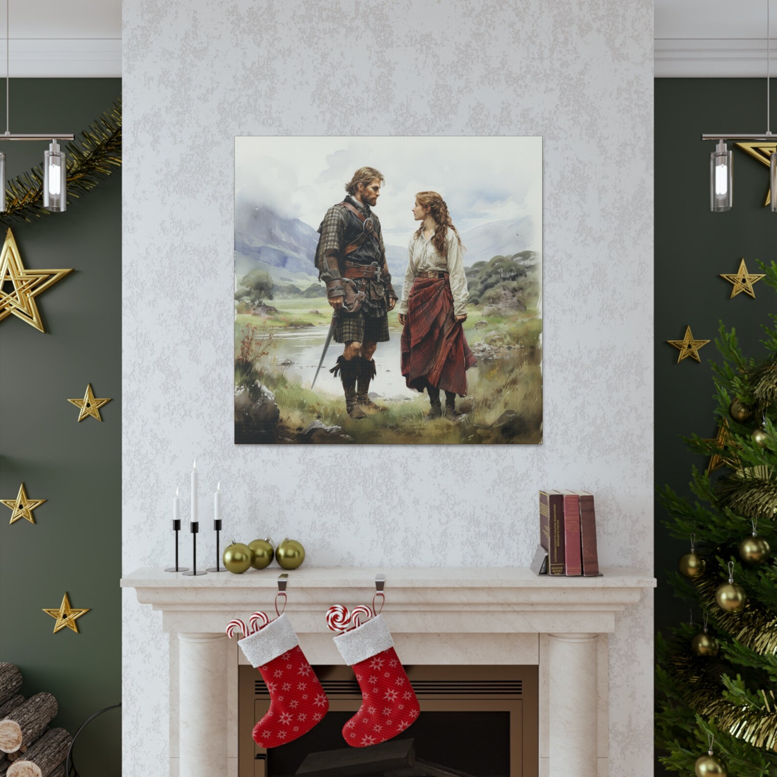 Highlander and Woman, Scottish Highlands, Scottish Gifts, Canvas ...