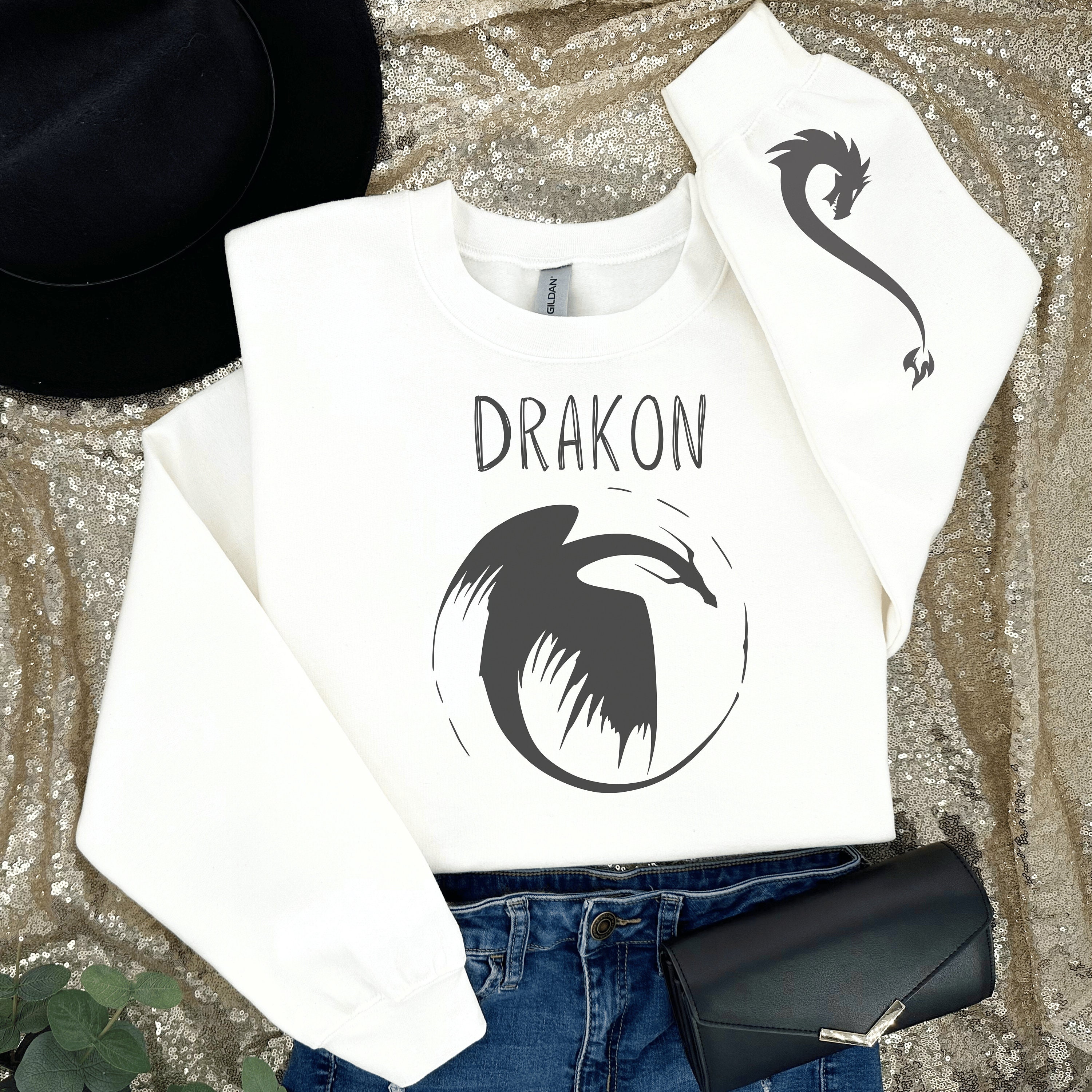 Dragon Sleeve Design, Drakon Sweatshirt, Magical Sweatshirt, Whimsical ...