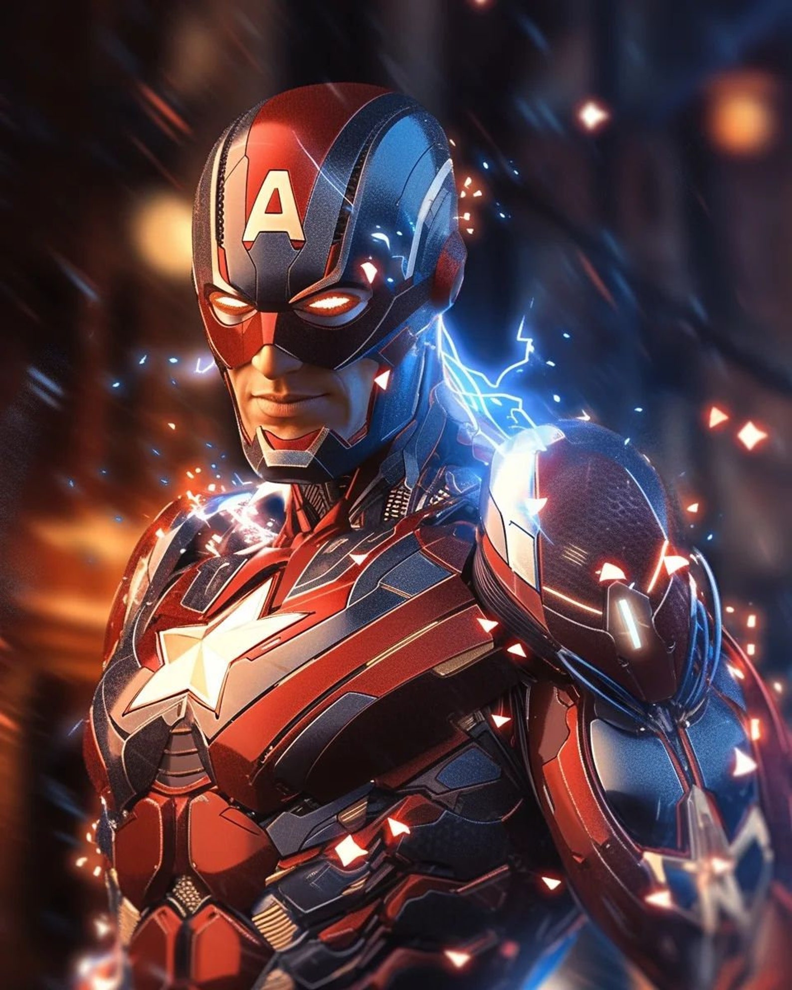 Captain America Futuristic Cyberpunk digital Art - Etsy