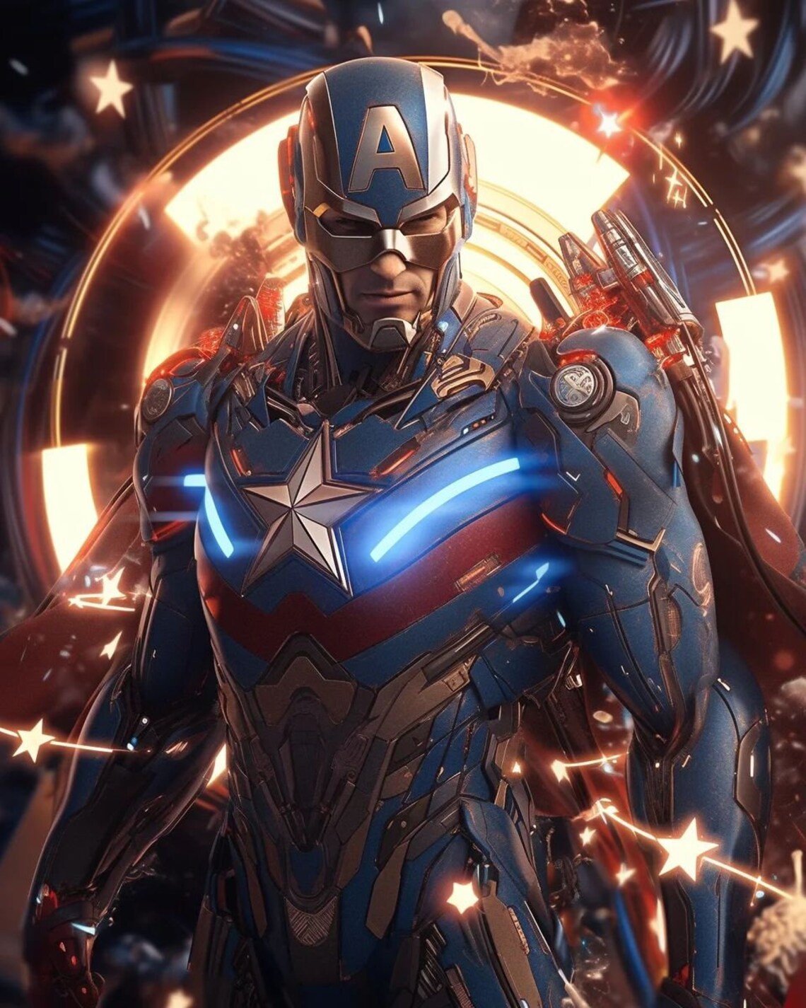 Captain America Futuristic Cyberpunk digital Art - Etsy