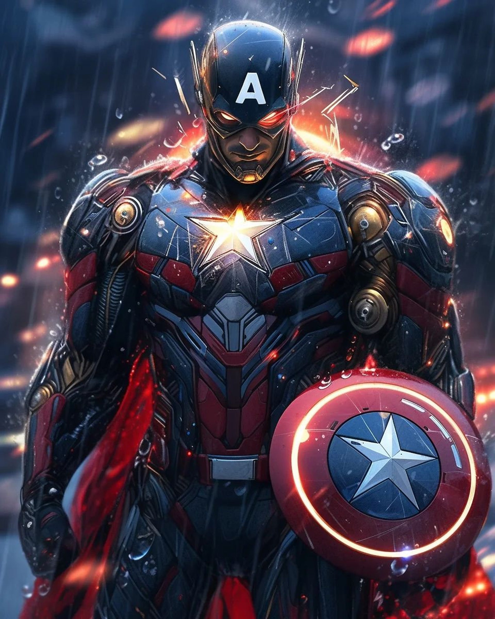 Captain America Futuristic Cyberpunk digital Art - Etsy