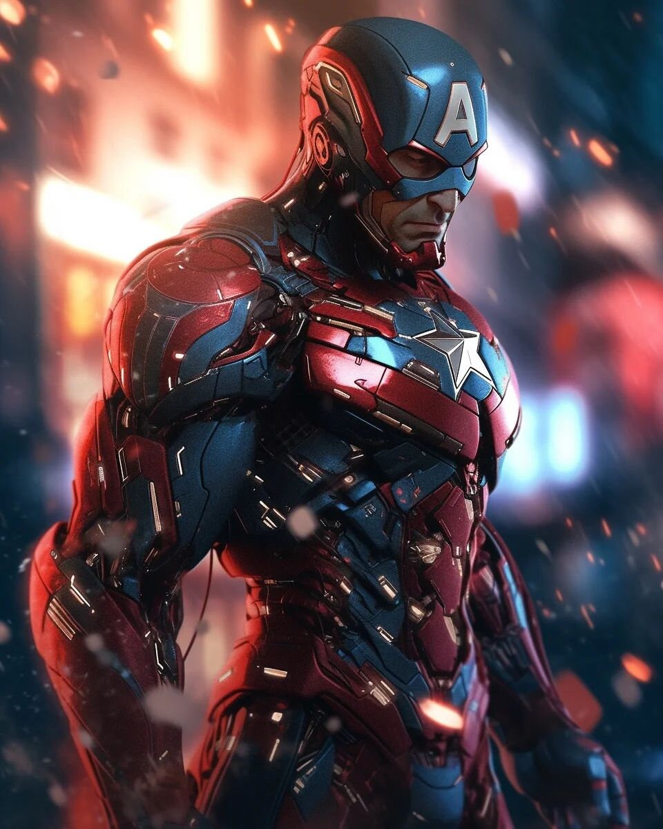 Captain America Futuristic Cyberpunk digital Art - Etsy