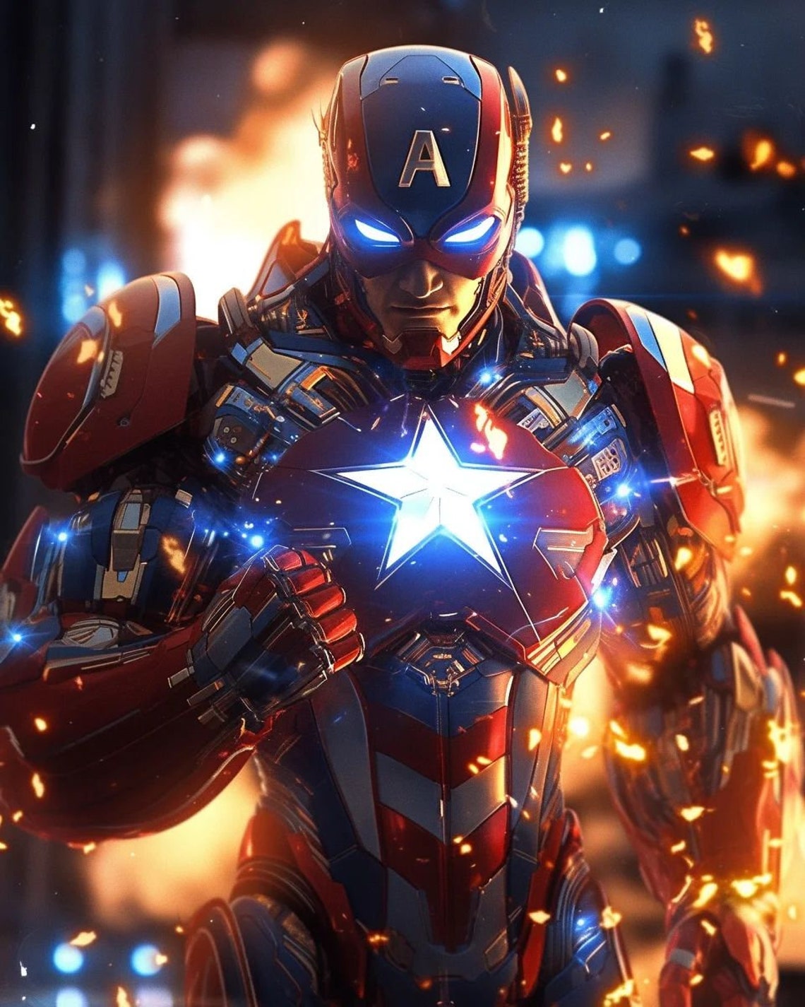 Captain America Futuristic Cyberpunk digital Art - Etsy