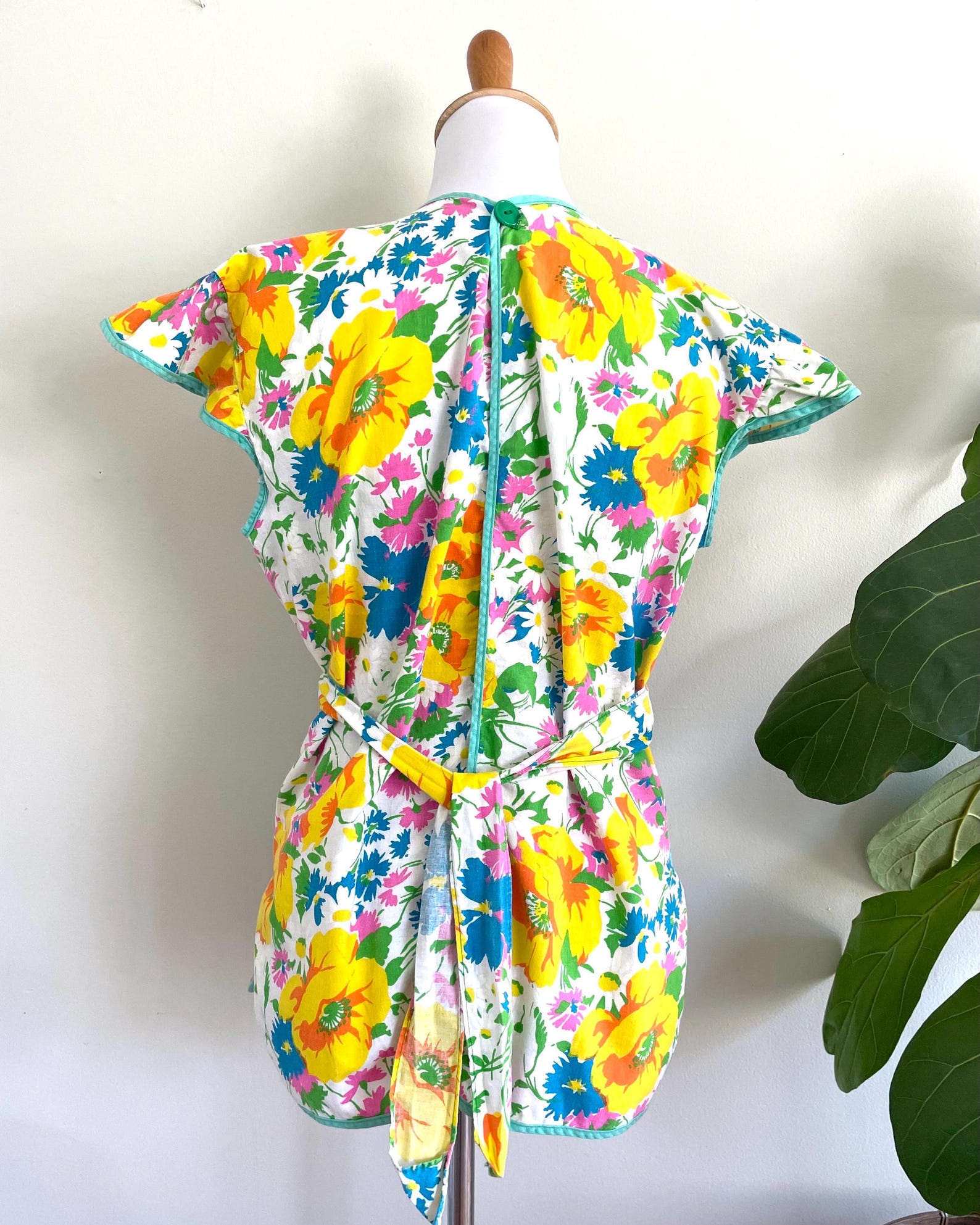 Vintage 1960s Kitschy Flower Power Shirt Apron/art Smock - Womens Sm ...