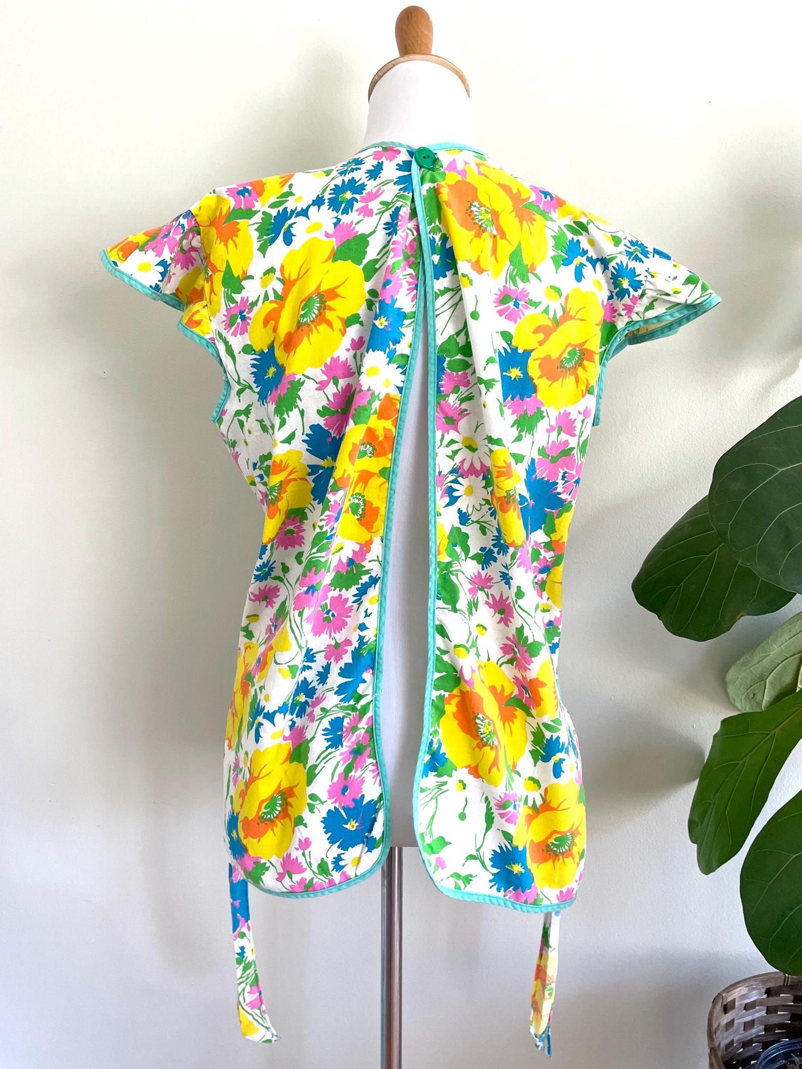 Vintage 1960s Kitschy Flower Power Shirt Apron/art Smock - Womens Sm ...