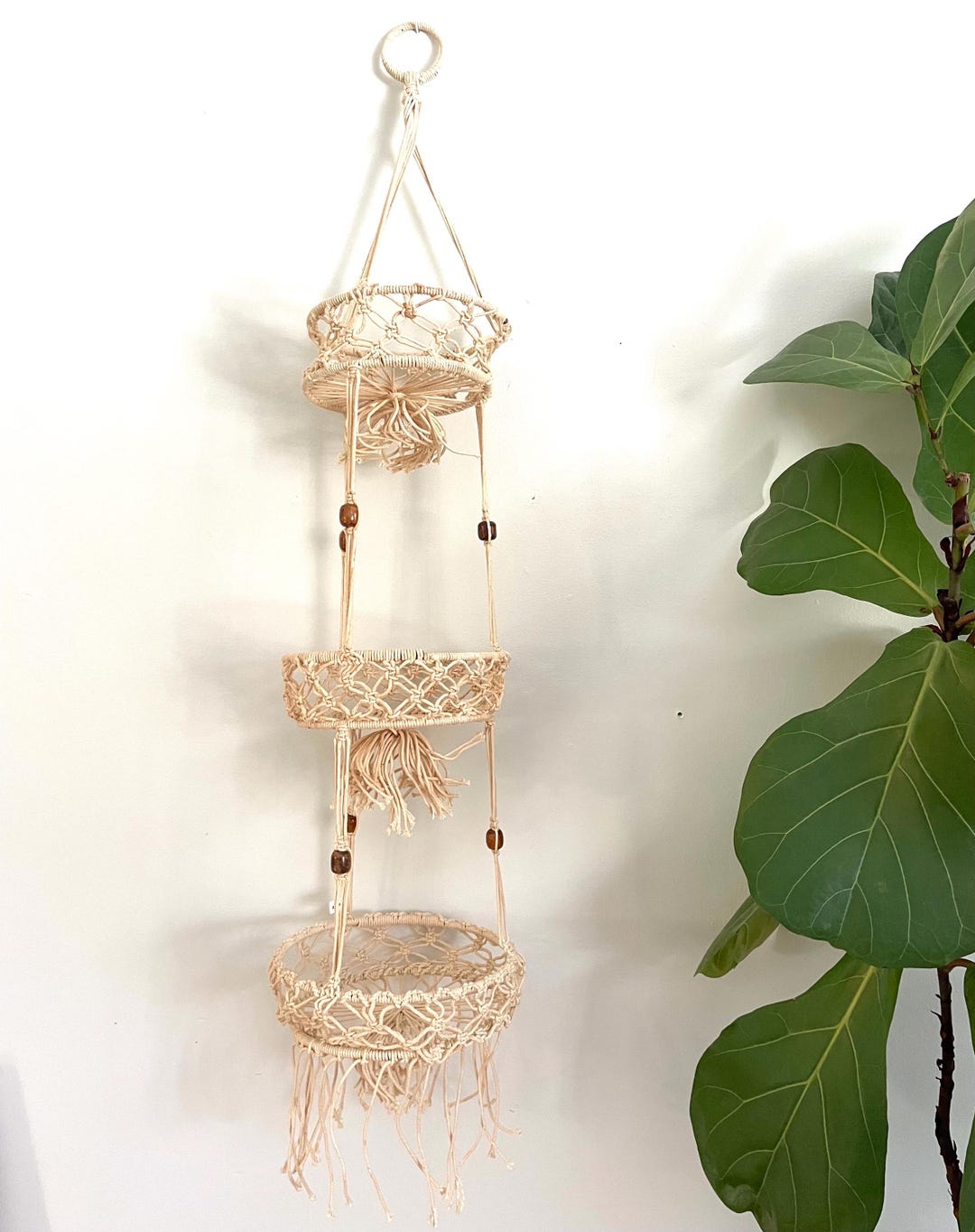 Vintage 70s Tri-level Macrame Baskets/plant Hanger - Etsy