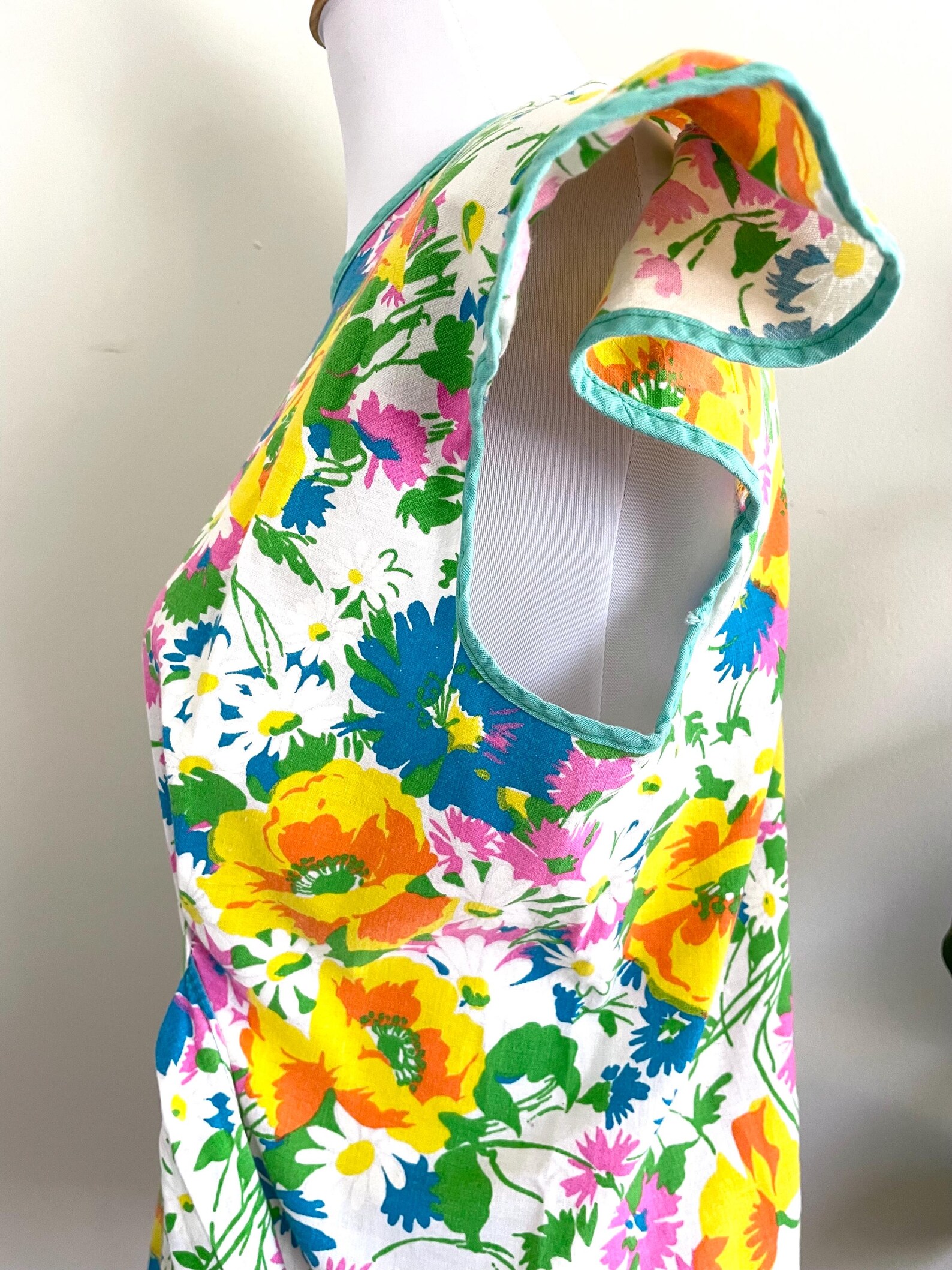 Vintage 1960s Kitschy Flower Power Shirt Apron/art Smock - Womens Sm ...
