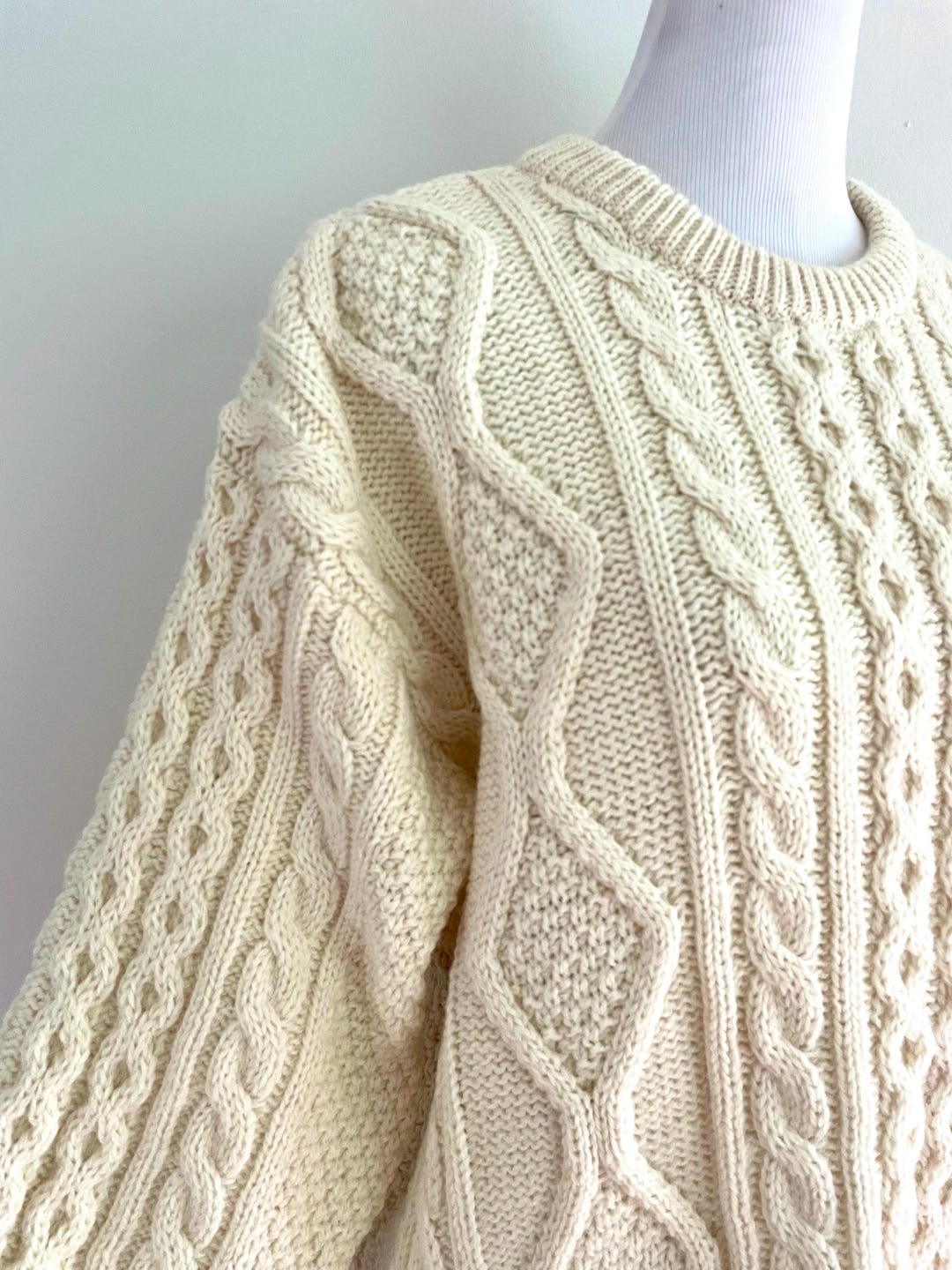 Irish Wool Cable Knit Sweater Real Deal Fishermans Sweater - Etsy