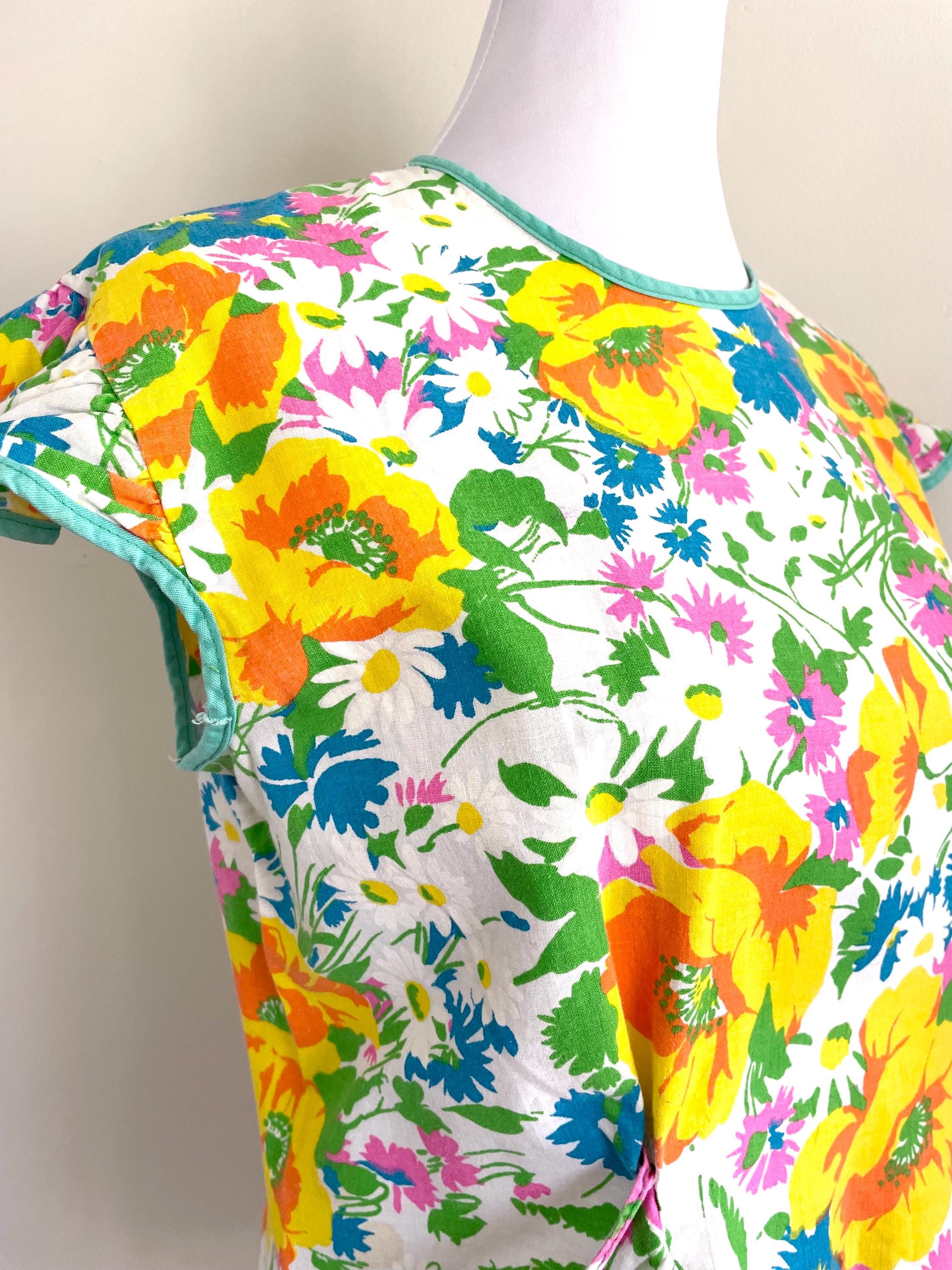 Vintage 1960s Kitschy Flower Power Shirt Apron/art Smock - Womens Sm ...