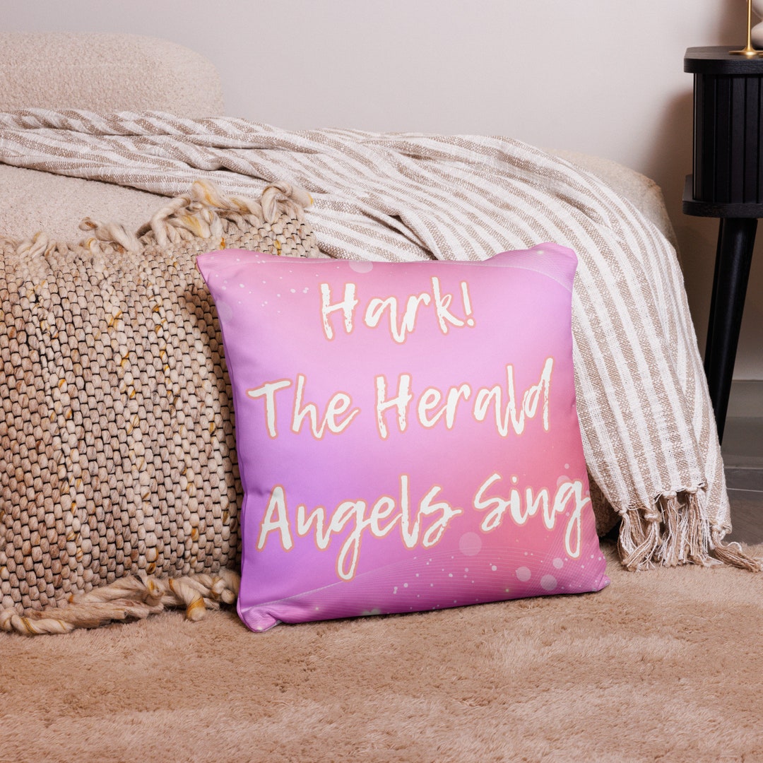 Pink Christmas Pillow, Hark! the Herald Angels Sing, Pink Christmas ...