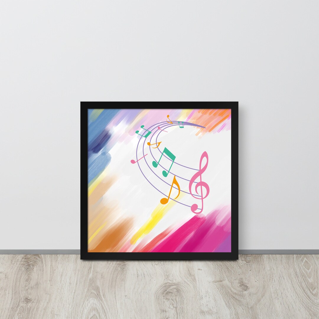 Colorful Framed Poster With Treble Clef and Musical Notes - Etsy
