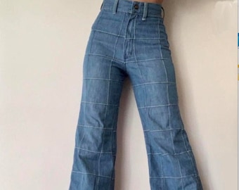 Vintage 1970s Militaires Equipment Flare Jeans High Waisted VTG 70s ...