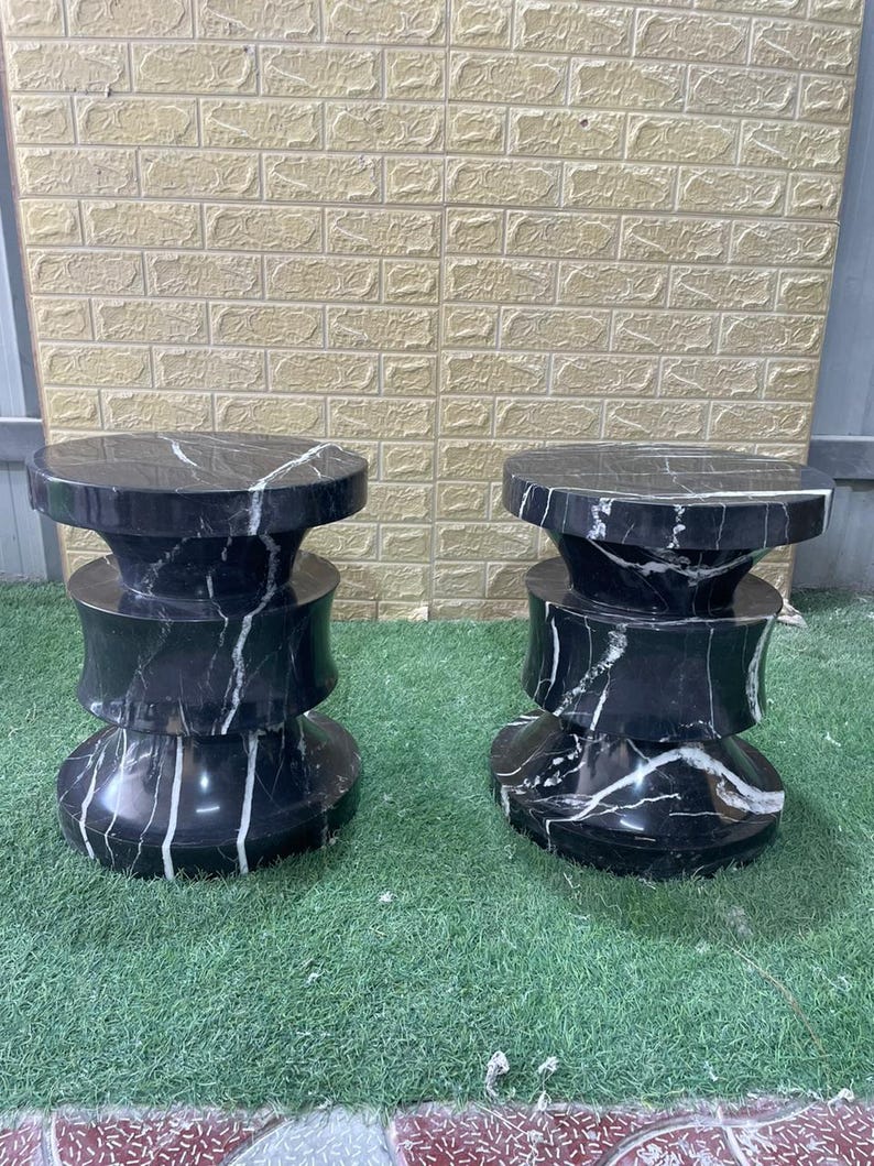 Black Marquina Side Table - Barth Stools - Nero Marquina, Forest Green ...