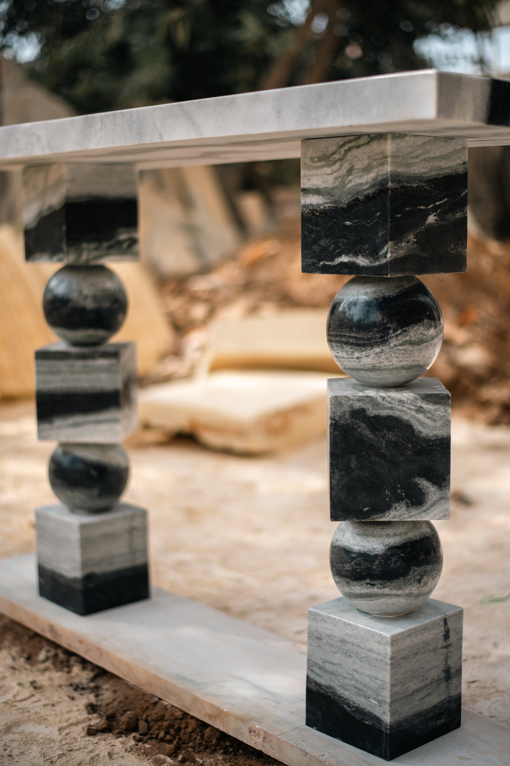 STAGE CONSOLE - White Panda Marble - Luxury Statement Piece for Living ...