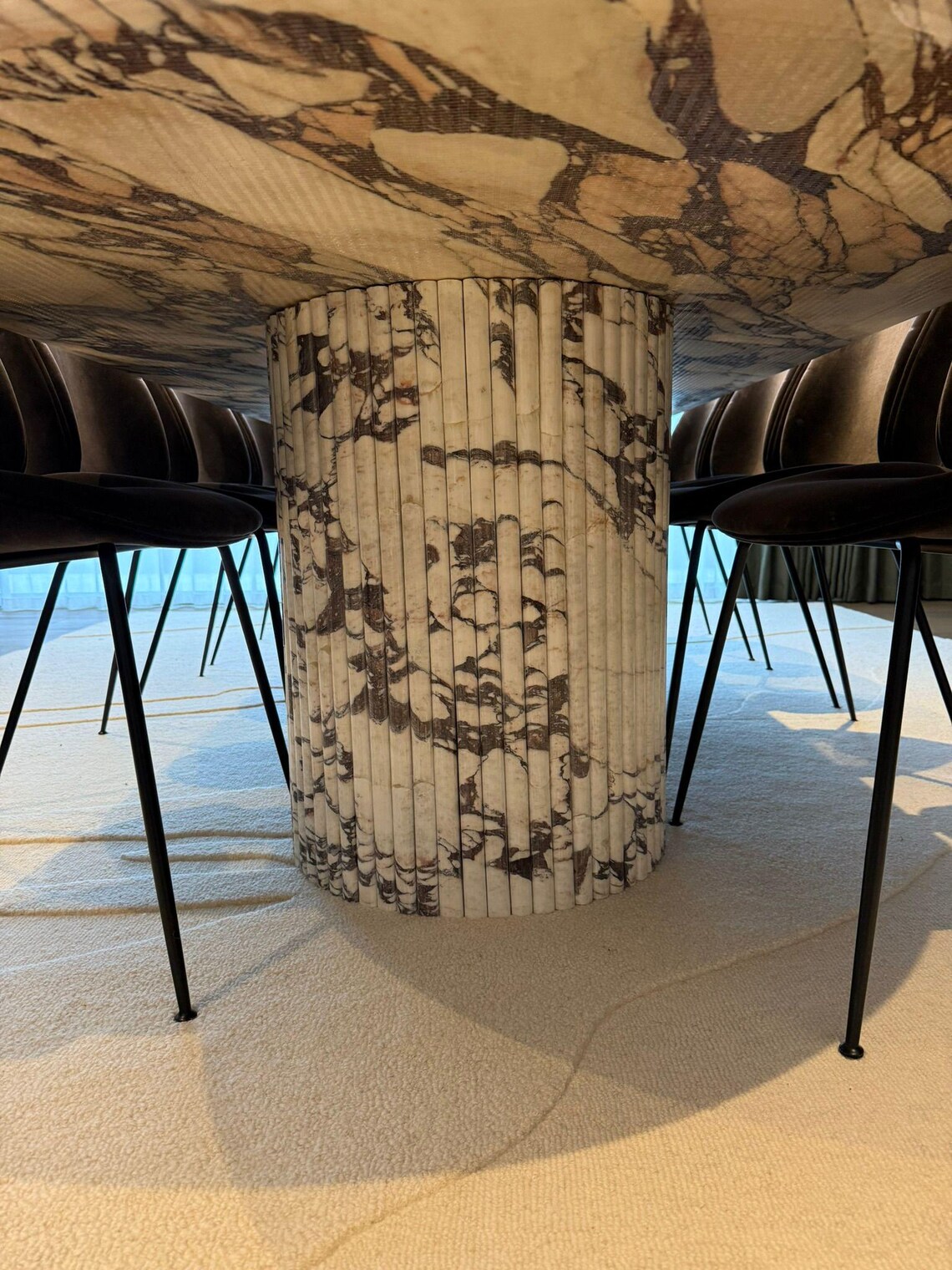 Viola Dining Table - Dining Table With Fluted Base - Calacatta Viola ...