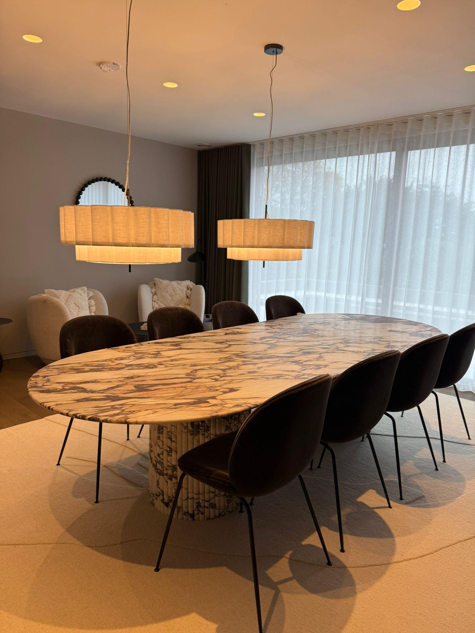 Viola Dining Table - Dining Table With Fluted Base - Calacatta Viola Dining Table - Etsy