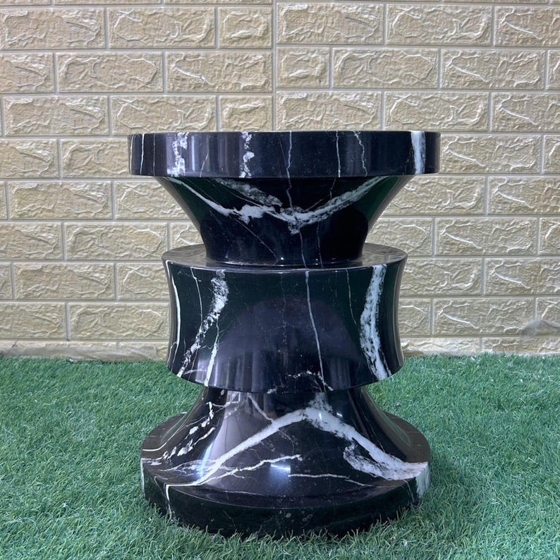 Black Marquina Side Table - Barth Stools - Nero Marquina, Forest Green ...