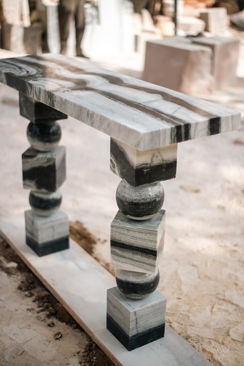 STAGE CONSOLE - White Panda Marble - Luxury Statement Piece for Living ...