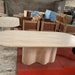 Curved Base Dining Table Stone Table for Dining Room Travertine Table ...