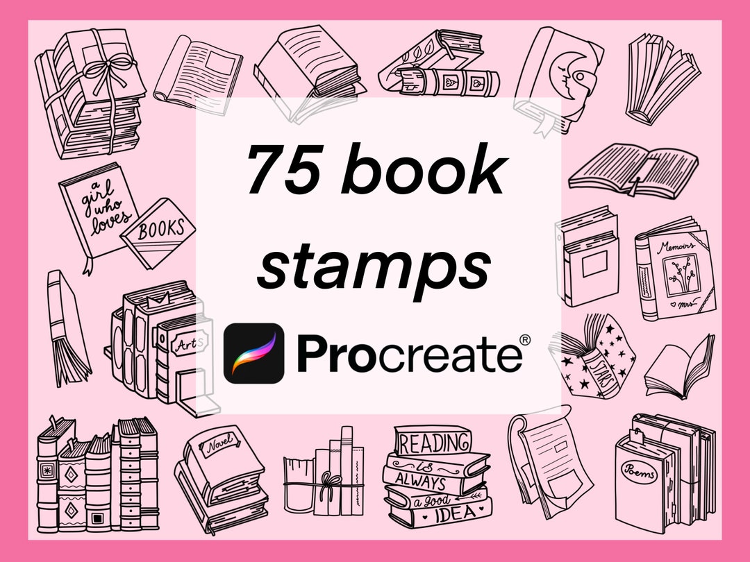 Books Doodle Procreate Stamp Brush Set - Etsy